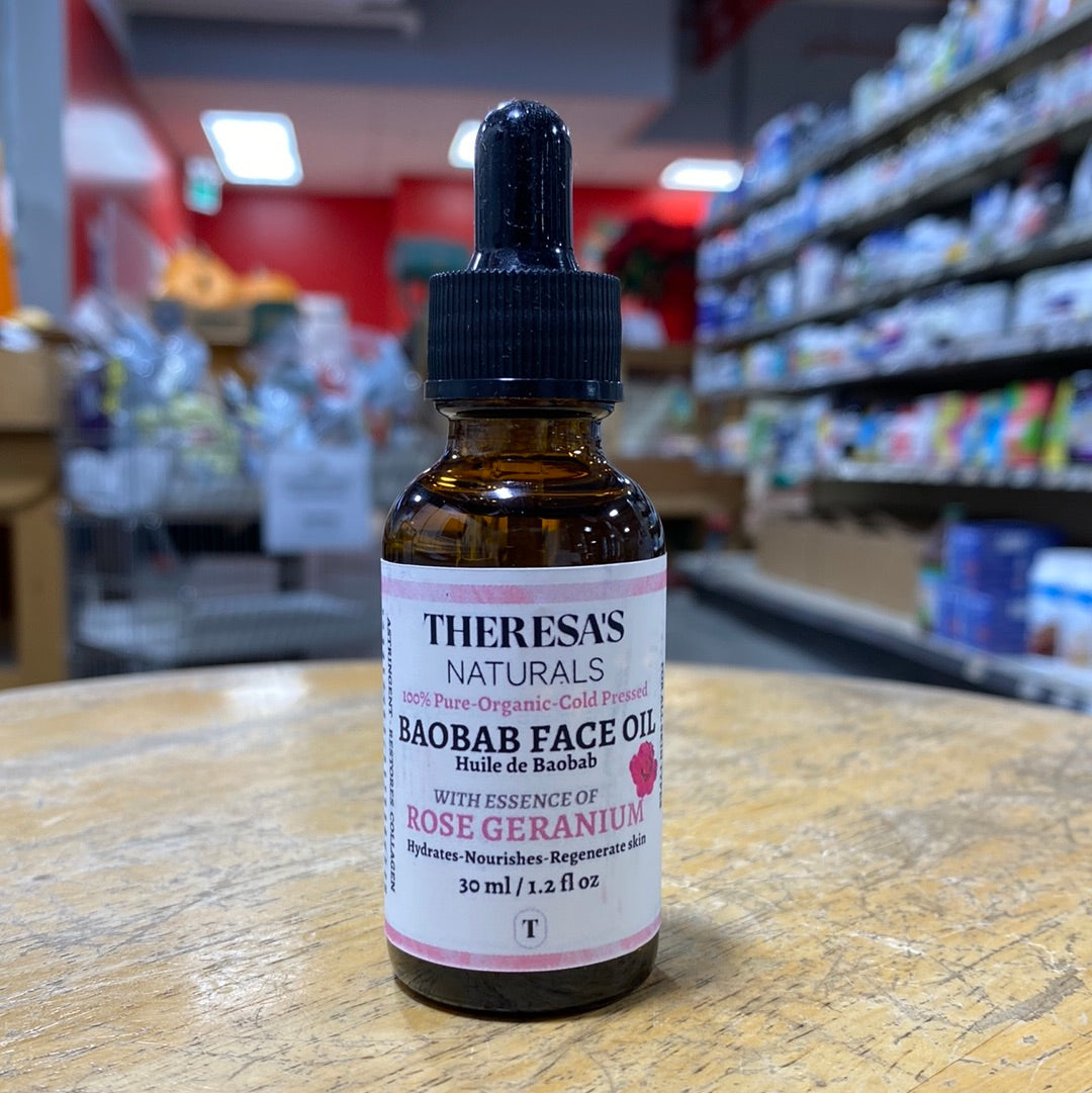 Theresa's Naturals Baobab Face Oil Rose Geranium (30ml) – Body Fuel ...