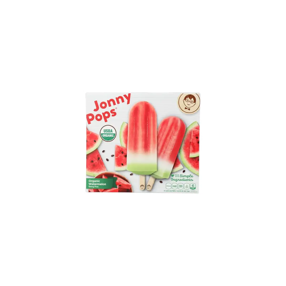 Jonny Pops, Organic Watermelon Naturally Flavoured Ice Pops, 5x55ml ...