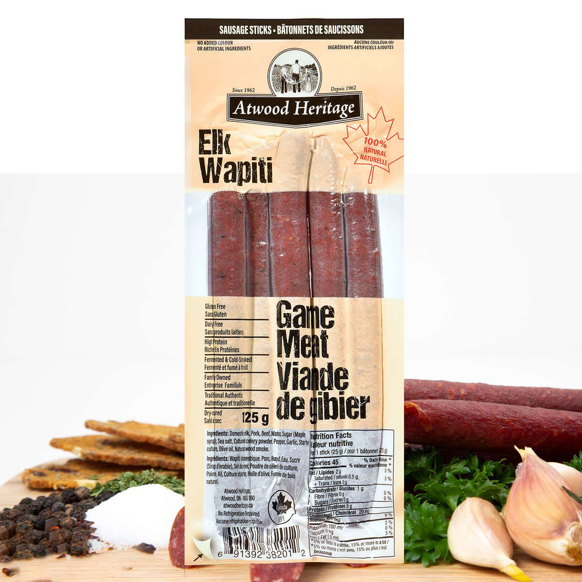 Atwood Heritage Elk Meat Sticks, 125g – Body Fuel Organics