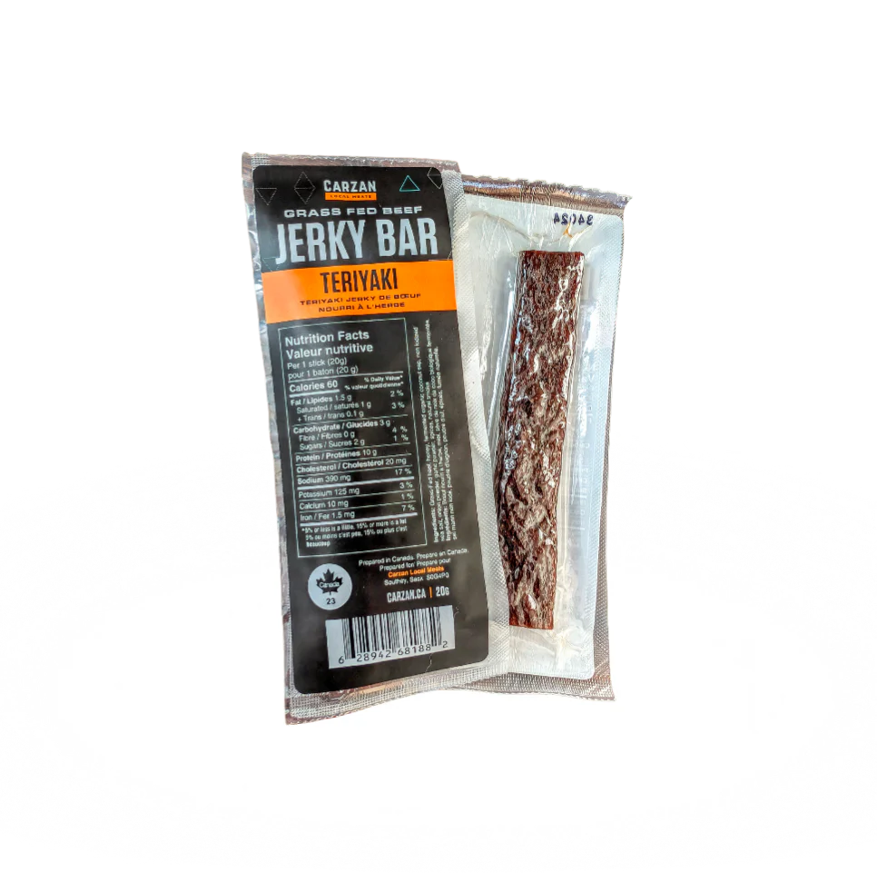 Carzan Grass Fed Beef Jerky Bar Teriyaki (20g) – Body Fuel Organics