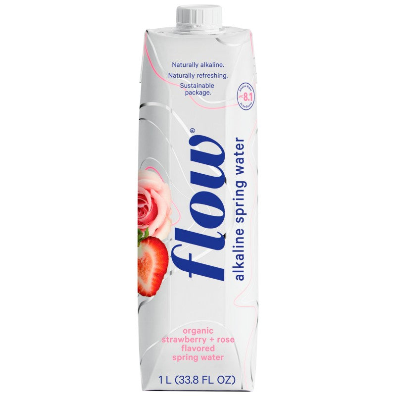 Flow Natural Spring Water - Strawberry + Rose 1L – Body Fuel Organics