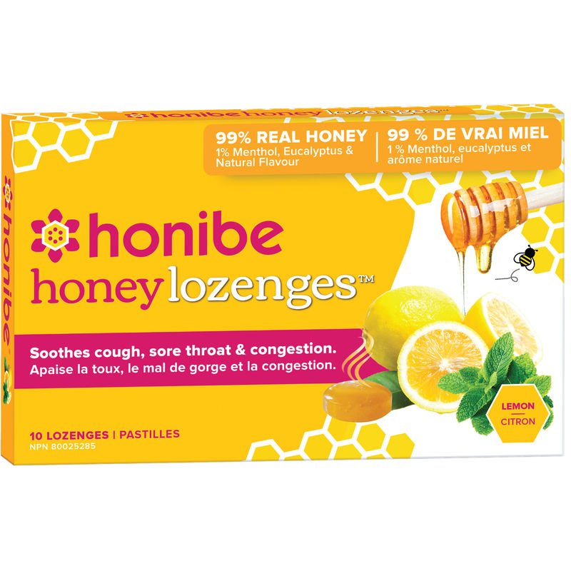 Honibe Honey Lozenges Lemon - Cough, Sore Throat & Congestion (10 Loze ...
