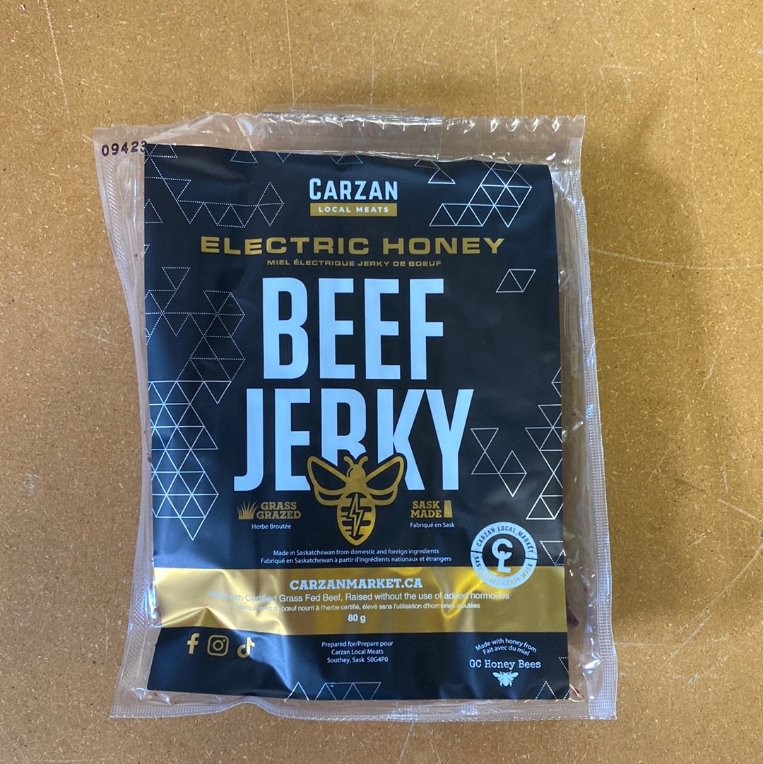 Carzan Grass Fed Beef Jerky Electric Honey (80g) – Body Fuel Organics