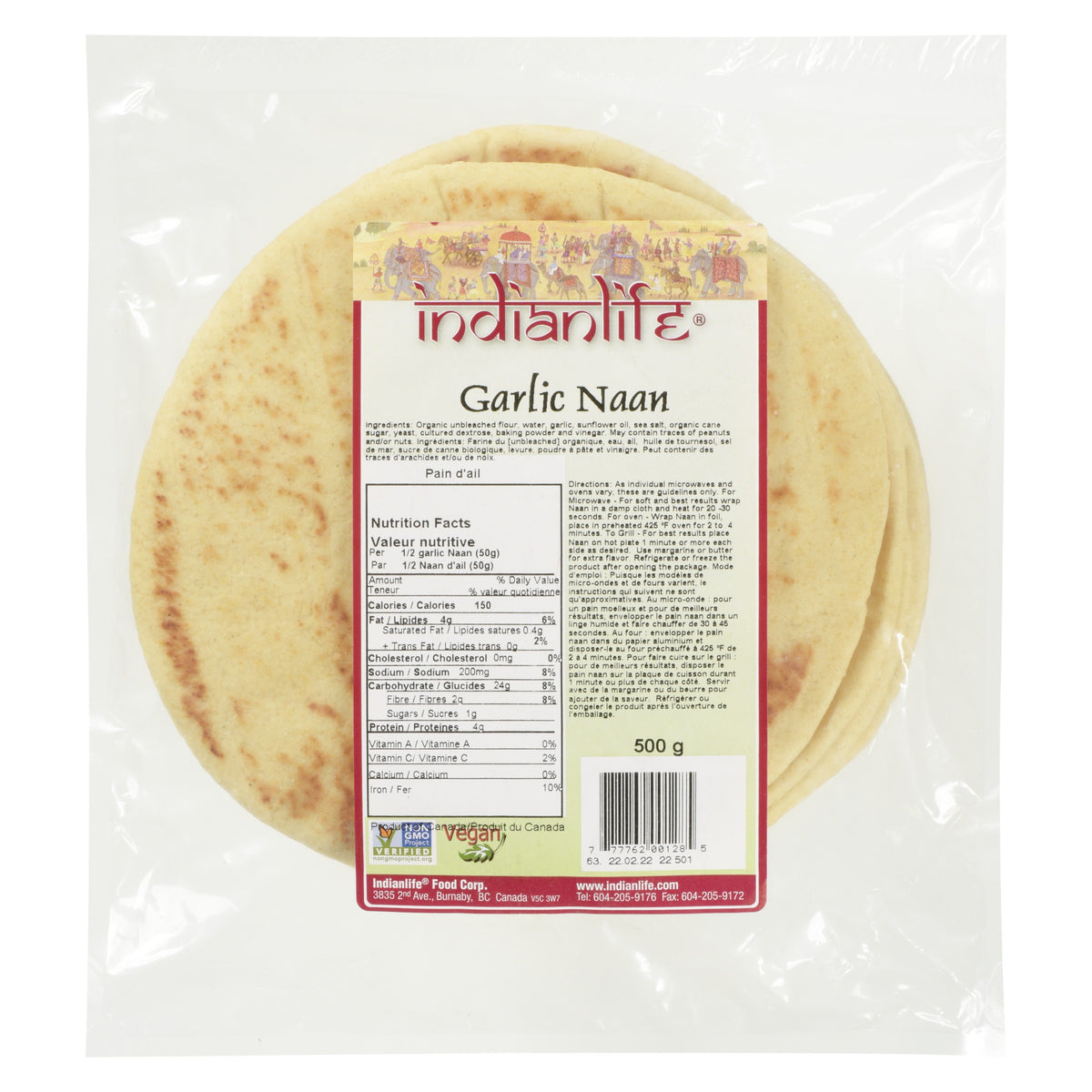 IndianLife Garlic Naan Bread (500g) – Body Fuel Organics